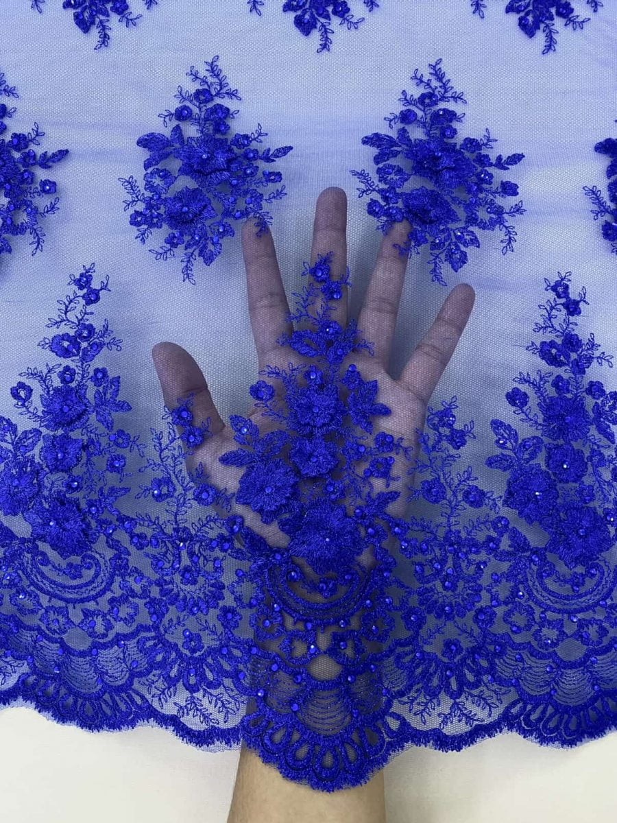 (ROYAL BLUE) WILLOW 3D HOTFIX RHINESTONE CLASSIC BRIDAL LACE