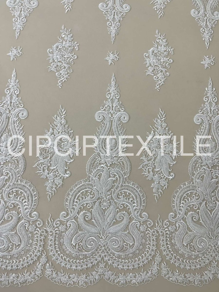 NEW (OFF WHITE) DELTA HEAVY BEADED SEQUIN LACE