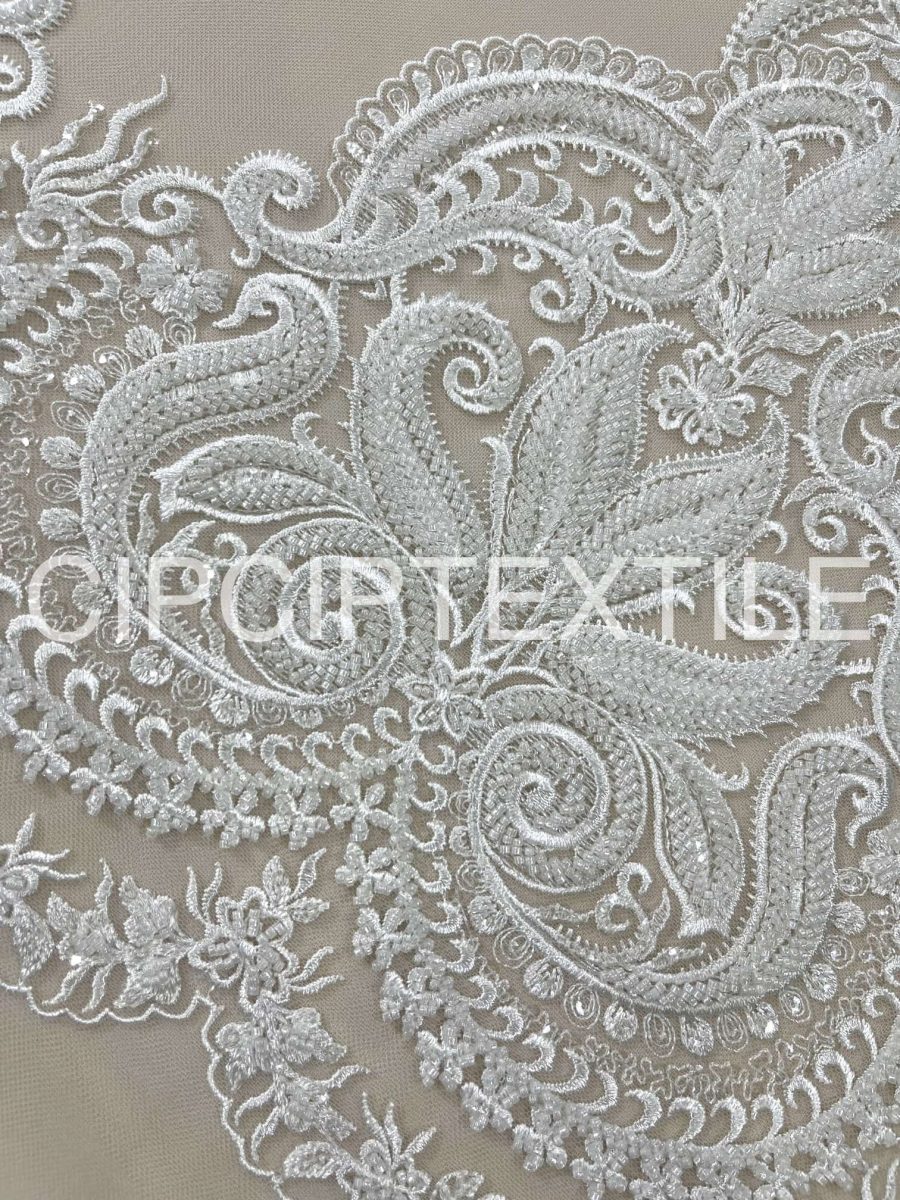 NEW (OFF WHITE) DELTA HEAVY BEADED SEQUIN LACE