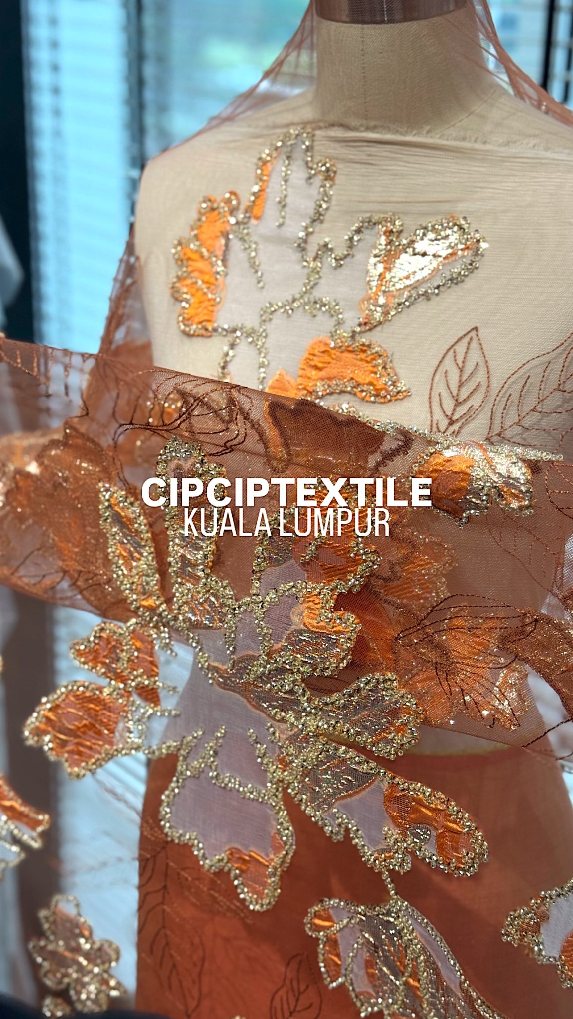 NEW (BRICK GOLD) DIPTA EXCLUSIVE BROCADE BEADED LACE