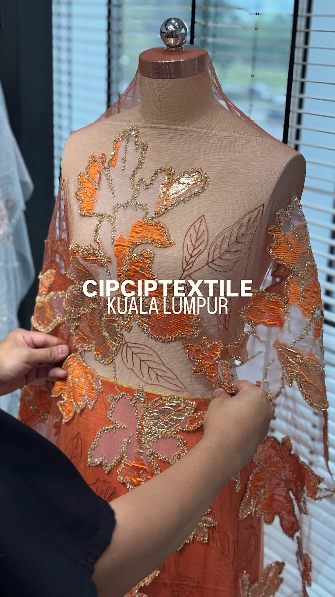 NEW (BRICK GOLD) DIPTA EXCLUSIVE BROCADE BEADED LACE