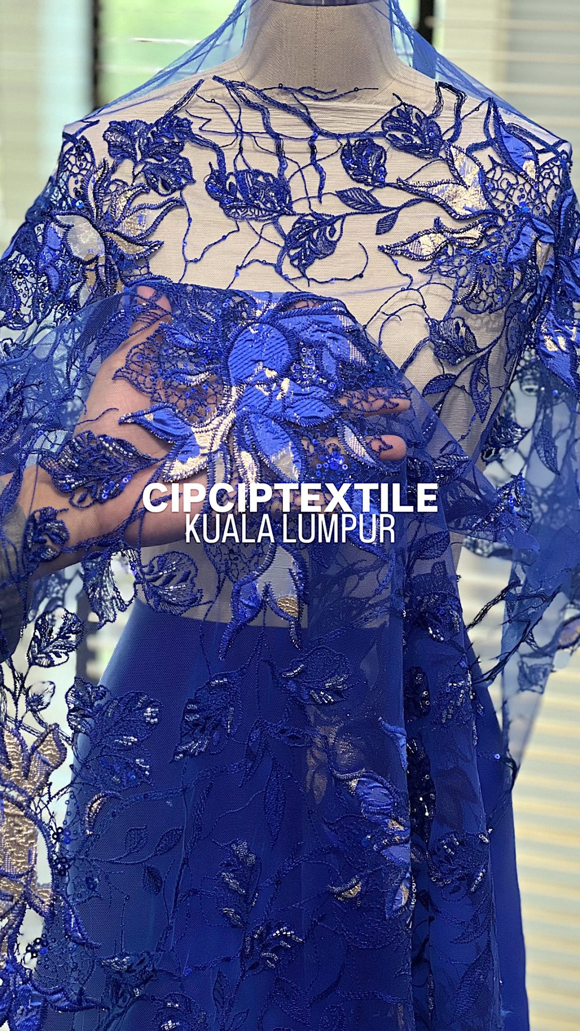 NEW (ROYAL BLUE) SYDNEY EXCLUSIVE BROCADE BEADED LACE