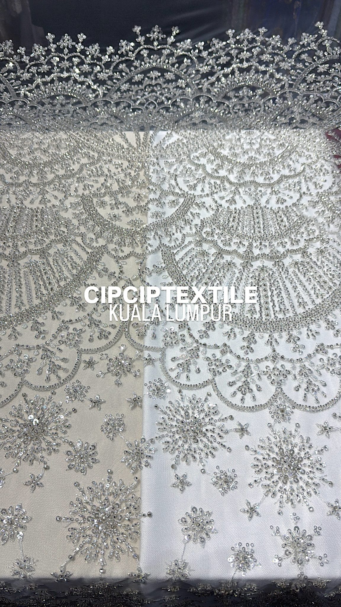 NEW (SILVER WHITE) LYDIA EXQUISITE HEAVY PEARL BEADED LACE