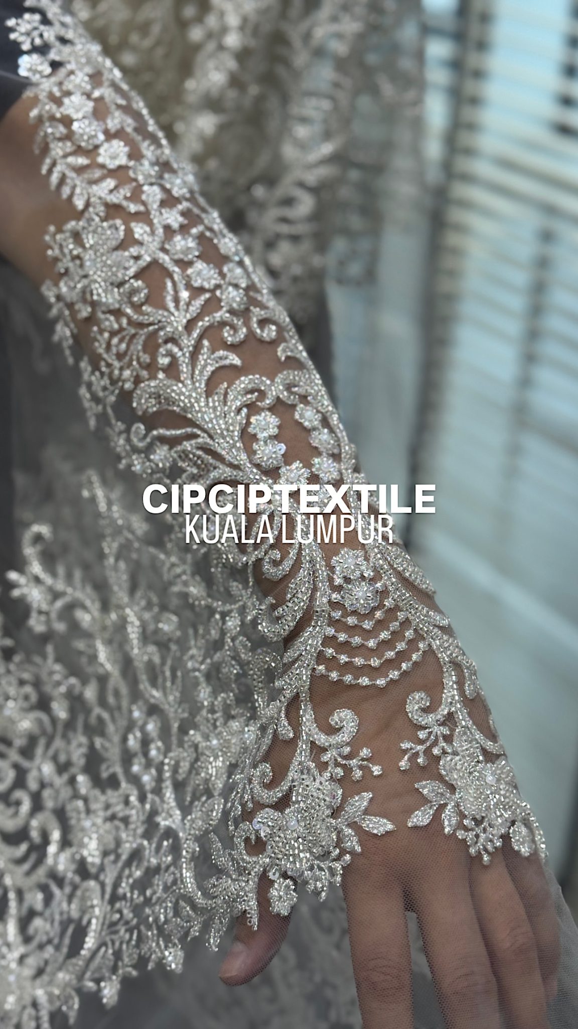 NEW (SILVER) ZIRMA EXQUISITE GLASS BEADED LACE