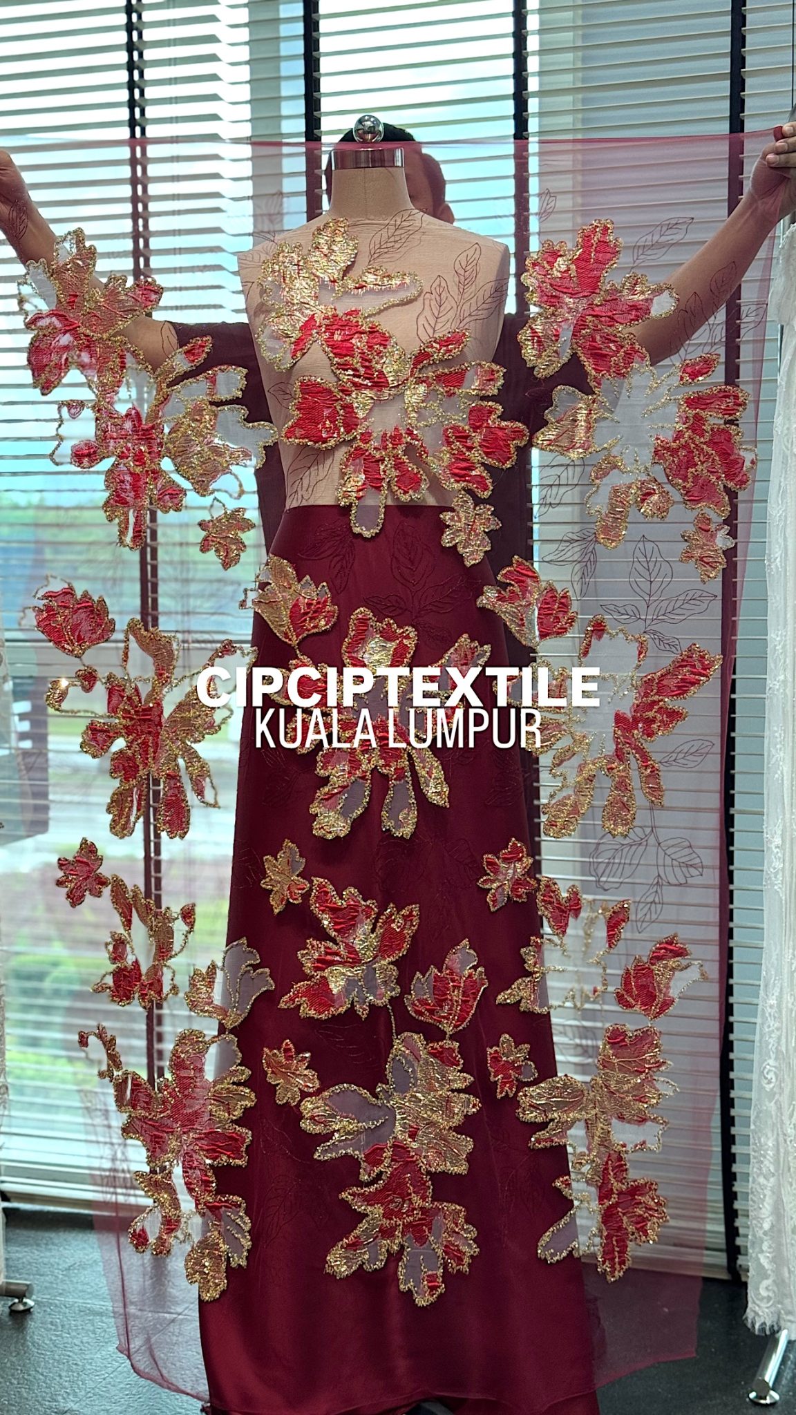 NEW (MIXED RED) DIPTA EXCLUSIVE BROCADE BEADED LACE