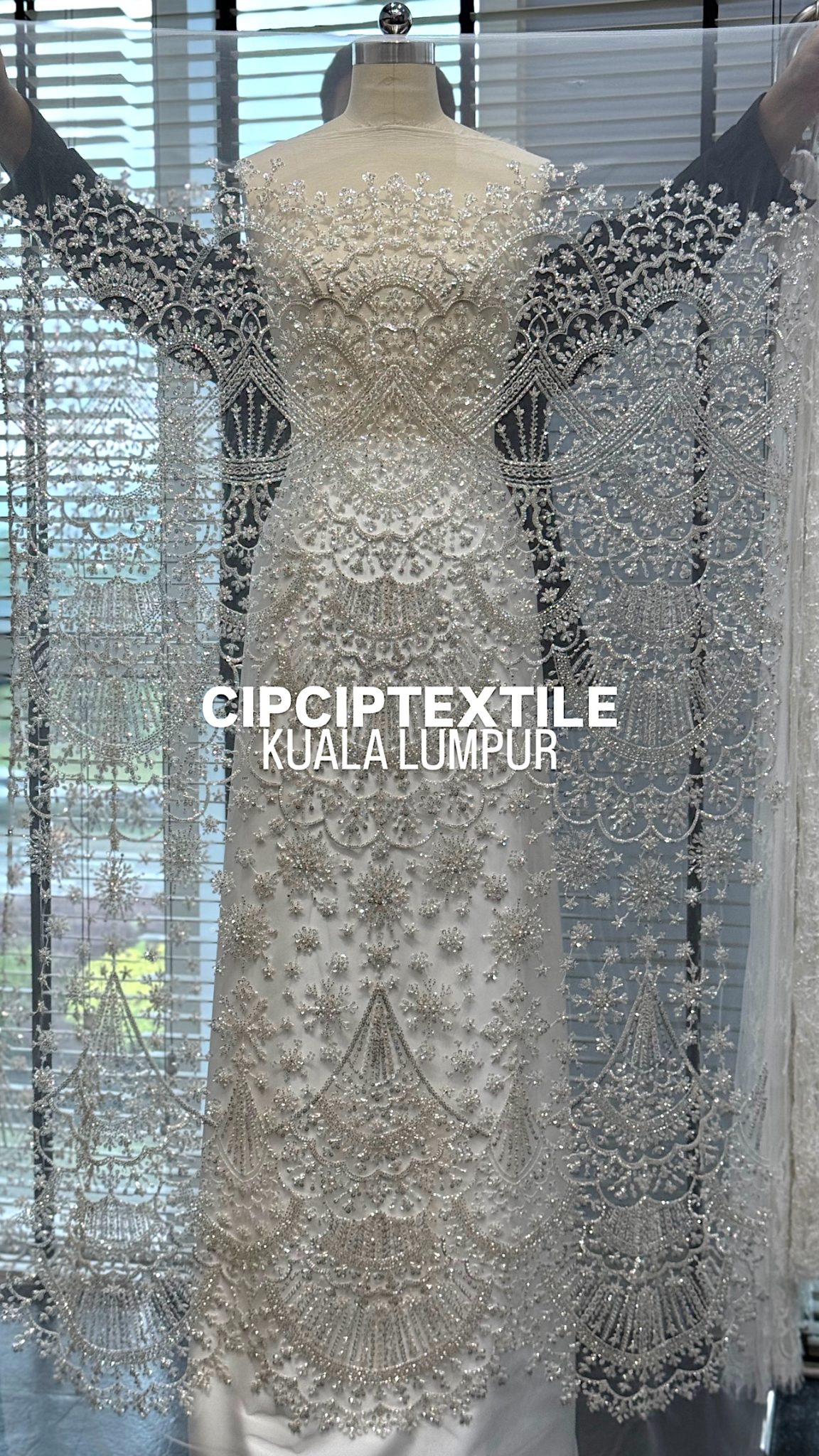 NEW (SILVER WHITE) LYDIA EXQUISITE HEAVY PEARL BEADED LACE