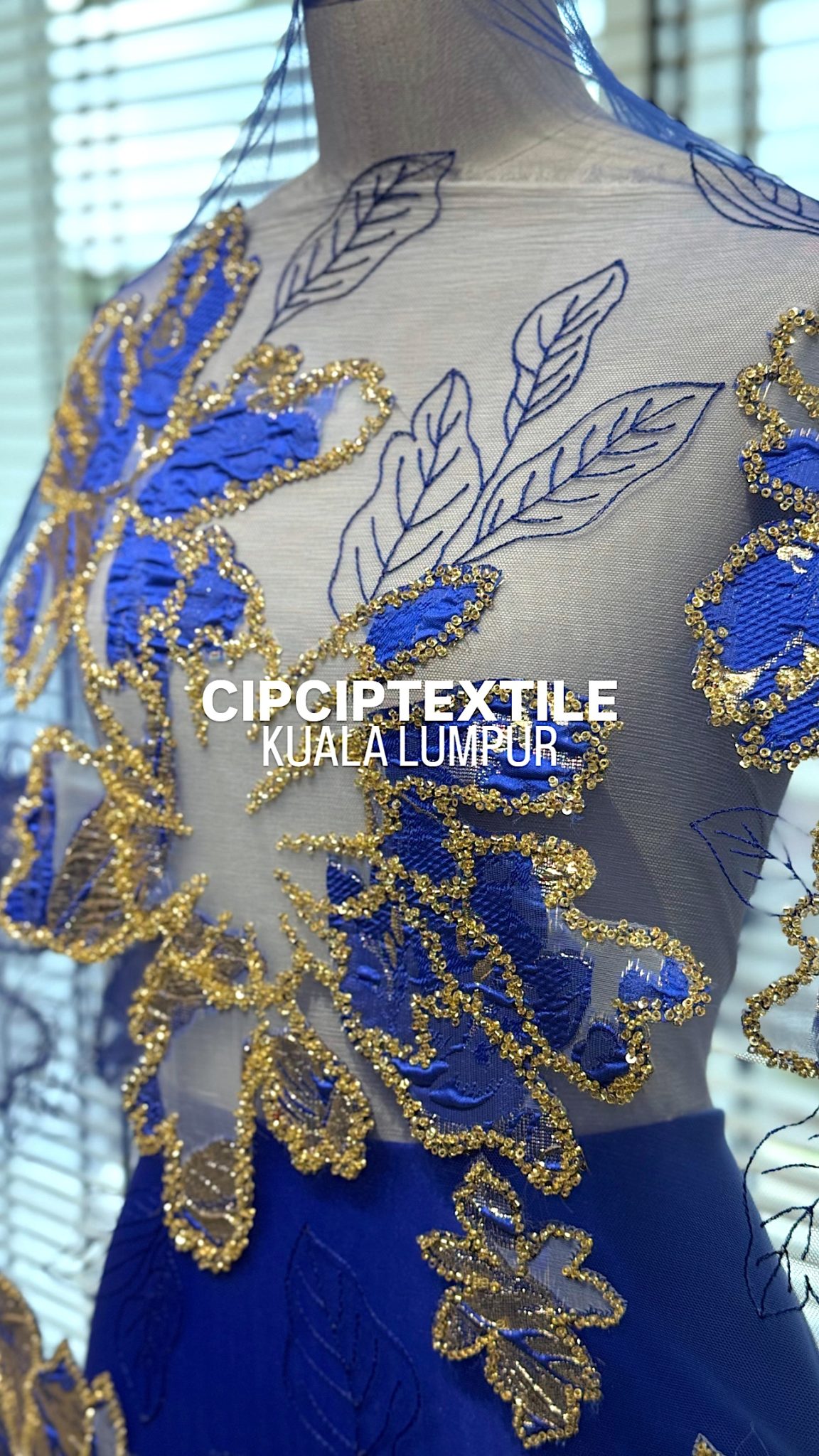 NEW (MIXED ROYAL BLUE) DIPTA EXCLUSIVE BROCADE BEADED LACE