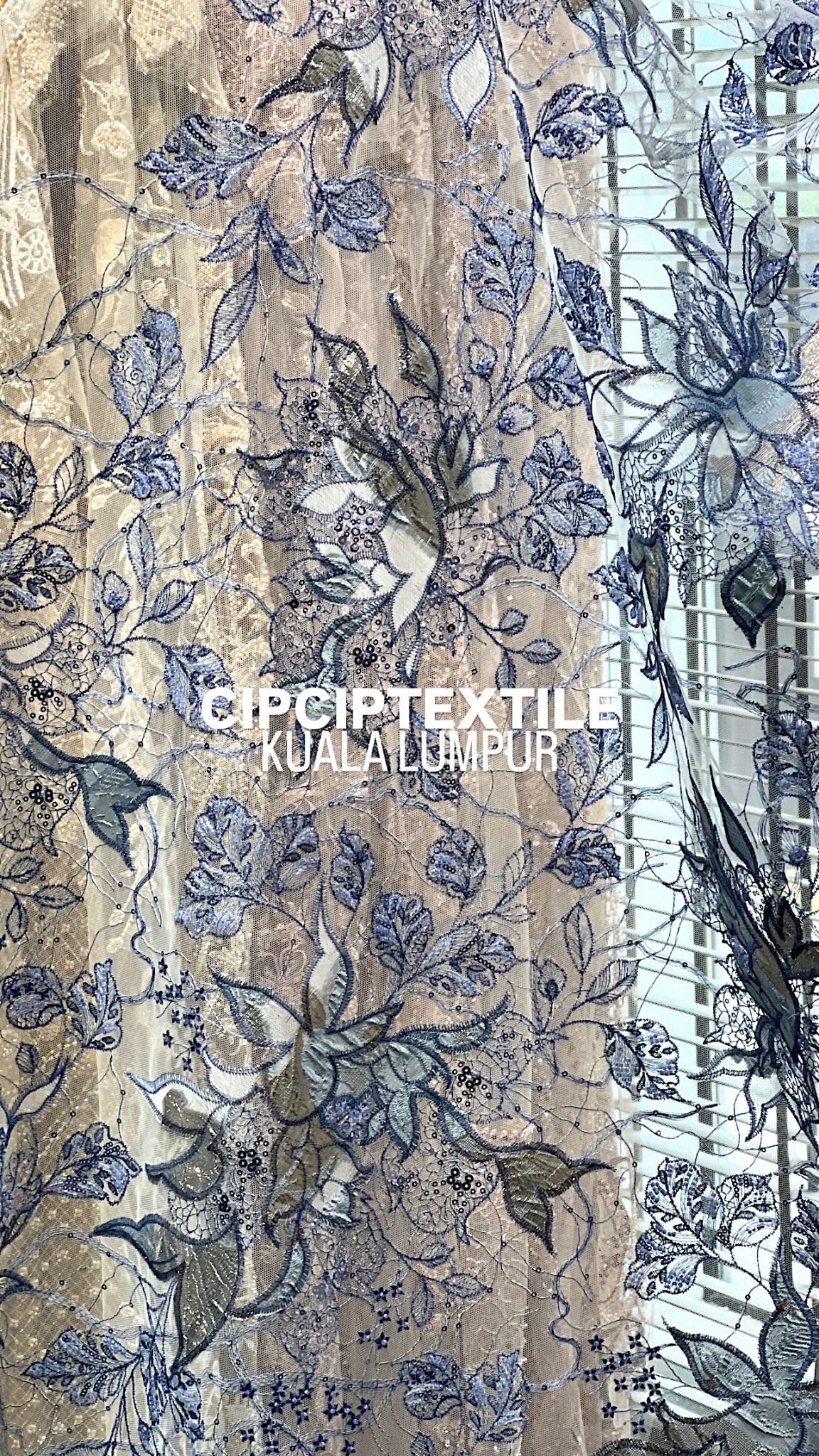 NEW (POWDER BLUE) SYDNEY EXCLUSIVE BROCADE BEADED LACE