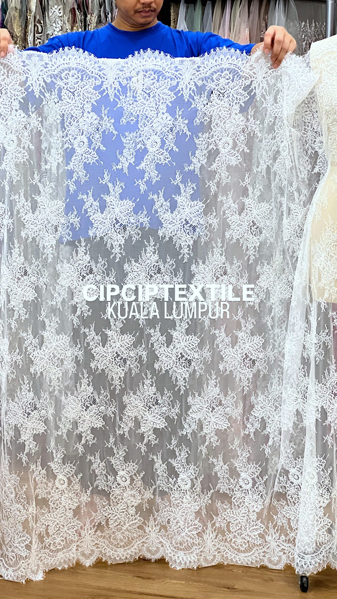 (OFF WHITE) CHRISTY EXQUISITE PANEL FRENCH LACE 60" INCHES