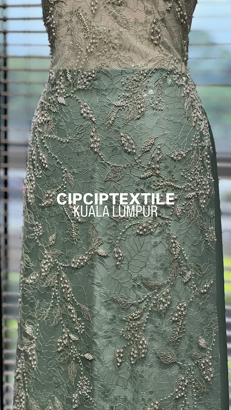 NEW (SAGE GREEN) OPAL FEUILLE FRENCH LACE PREMIUM BEADED