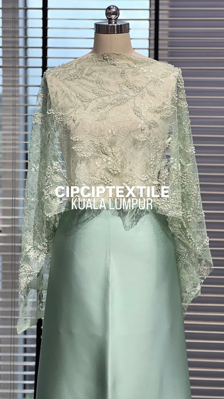 NEW (SAGE GREEN) OPAL FEUILLE FRENCH LACE PREMIUM BEADED