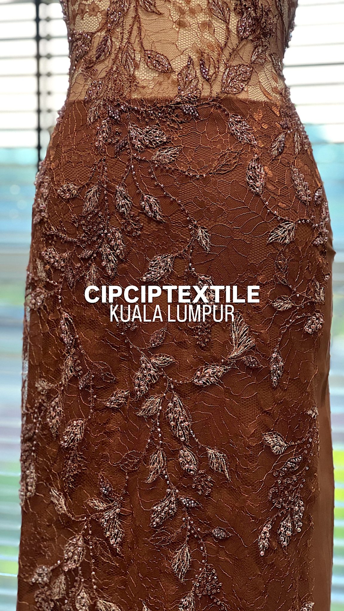 NEW (DARK BROWN) OPAL FEUILLE FRENCH LACE PREMIUM BEADED